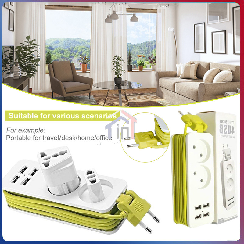 Jual 【COD】Portable Stop Kontak Travel - 4 USB Port - Kabel 1,5 Meter ...