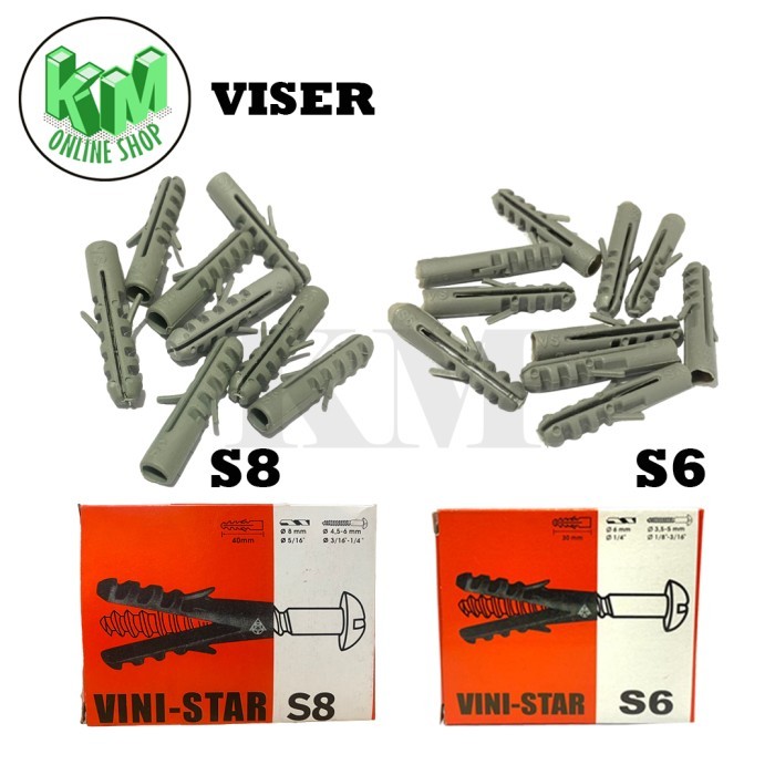 Jual Alat Tanam Pengait Sekrup Tembok S6 dan S8 - Jangkar Skrup Harga Per Box | Shopee Indonesia