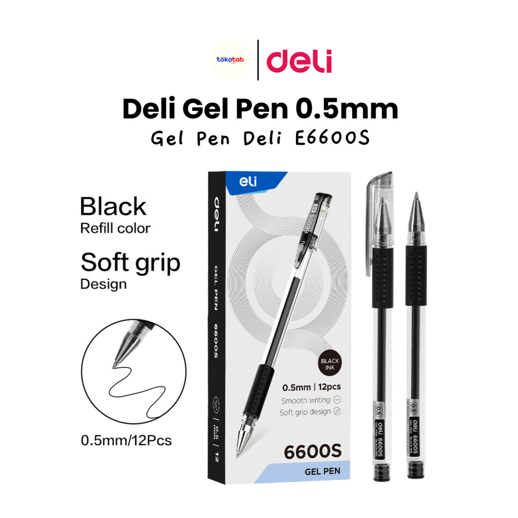 Jual Tokotab - Pulpen Gel Deli 6600ES Pulpen Kantor Bisnis 0.5Mm Hitam ...