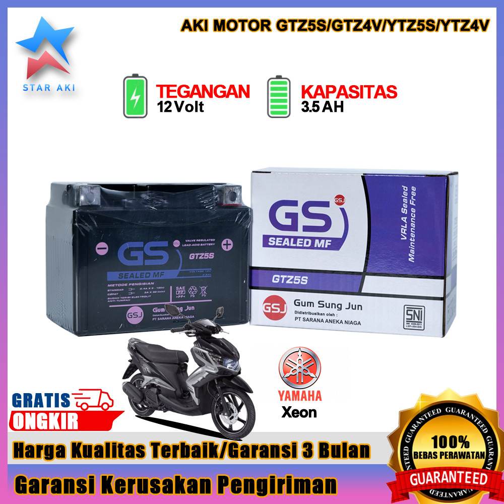 Jual Aki Motor Yamaha XEON Aki Kering Accu Kering MF GTZ5S | Shopee Indonesia