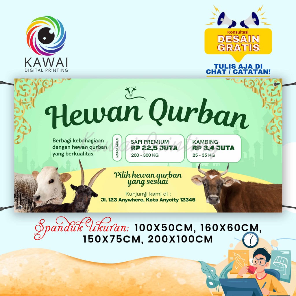 Jual SPANDUK / BANNER Jual Hewan qurban hijau Muda & Kuning Free Desain ...