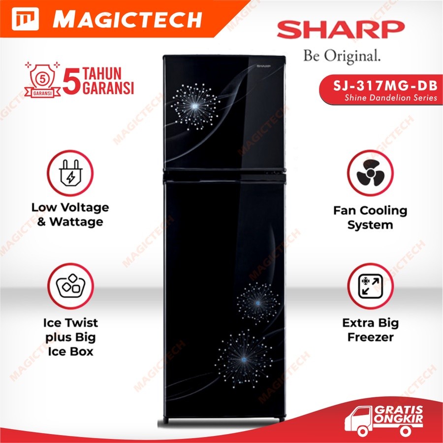 Jual KULKAS SHARP 2 PINTU SJ-317MG-DB / SJ-317 LOW VOLTAGE 256L - BIRU | Shopee Indonesia