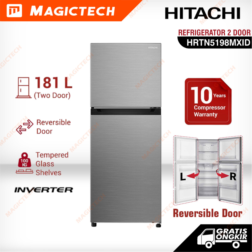 Jual KULKAS HITACHI INVERTER 2 PINTU HRTN5198MXID 181 Liter | Shopee Indonesia