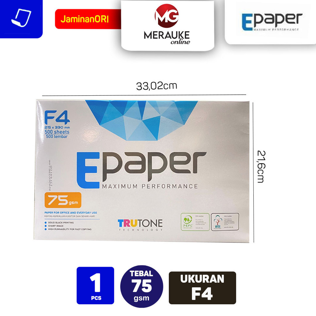 Jual Kertas HVS E-Paper F4 75gsm Isi 500 Lembar | Shopee Indonesia