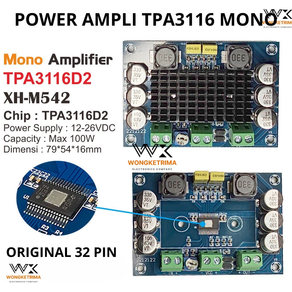 Jual TPA3116D2 100 Watt Mono Digital Audio Power Amplifier Class D ...