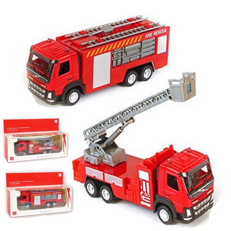 Jual Kids Fire Trucks Toy Pullback Fire Engine Toy Trucks With Friction ...