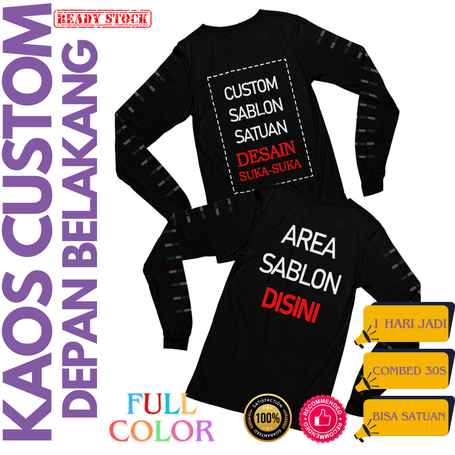 Jual KAOS SABLON CUSTOM TANGAN PANJANG LONG SLEV DTF PREMIUM MURAH ...