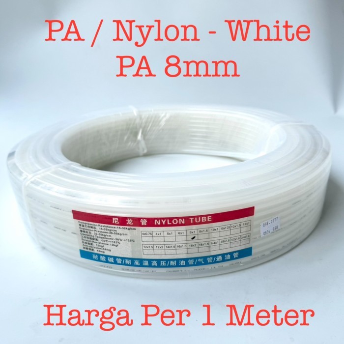 Jual Selang PA Nylon 8mm Tubing Putih White 8x6 8 mm x 6mm OD 8mm Thickness 1mm | PA6 Pneumatic ...