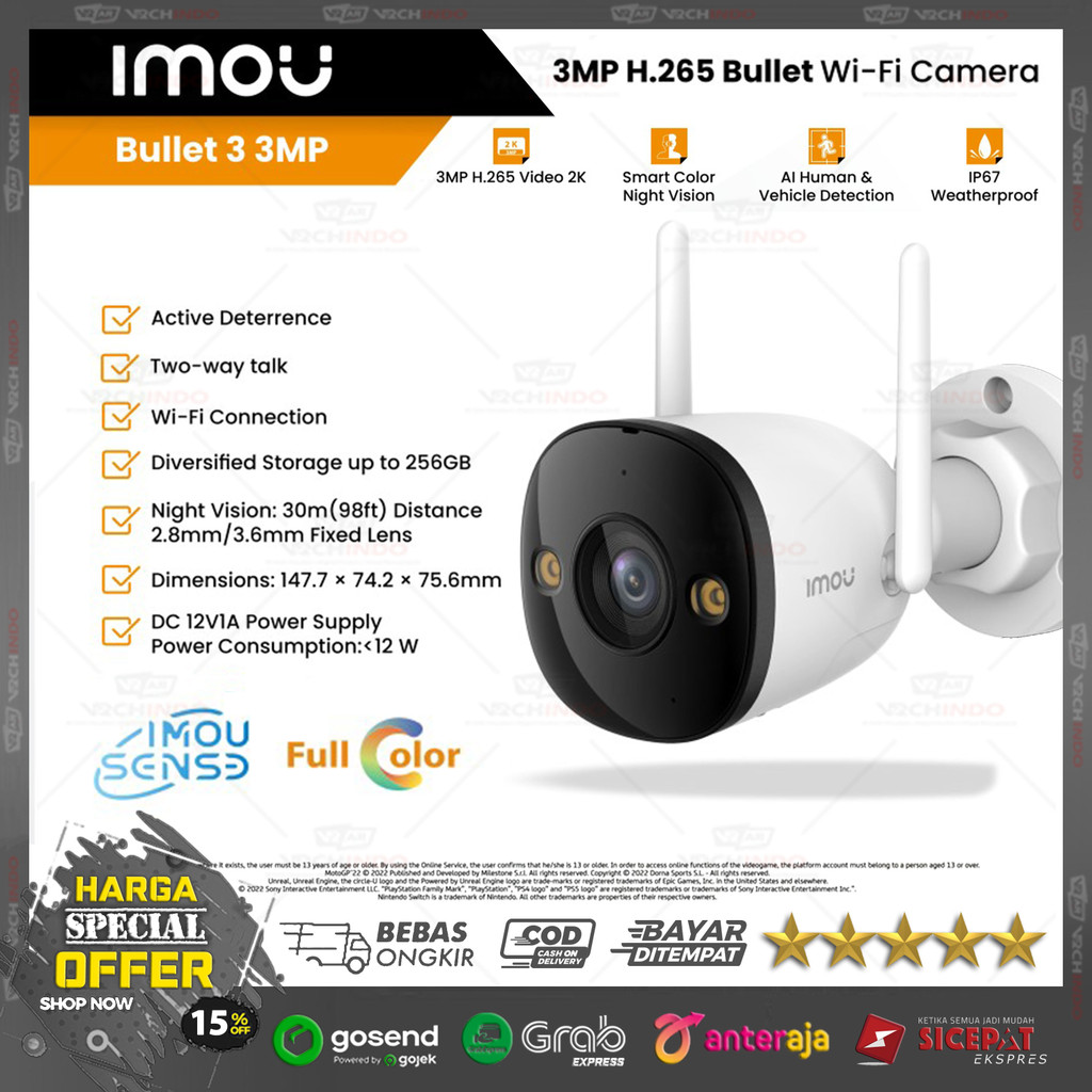 Jual IMOU Bullet All Series 3MP / 4MP / 5MP | CCTV IPC Wireless Color ...
