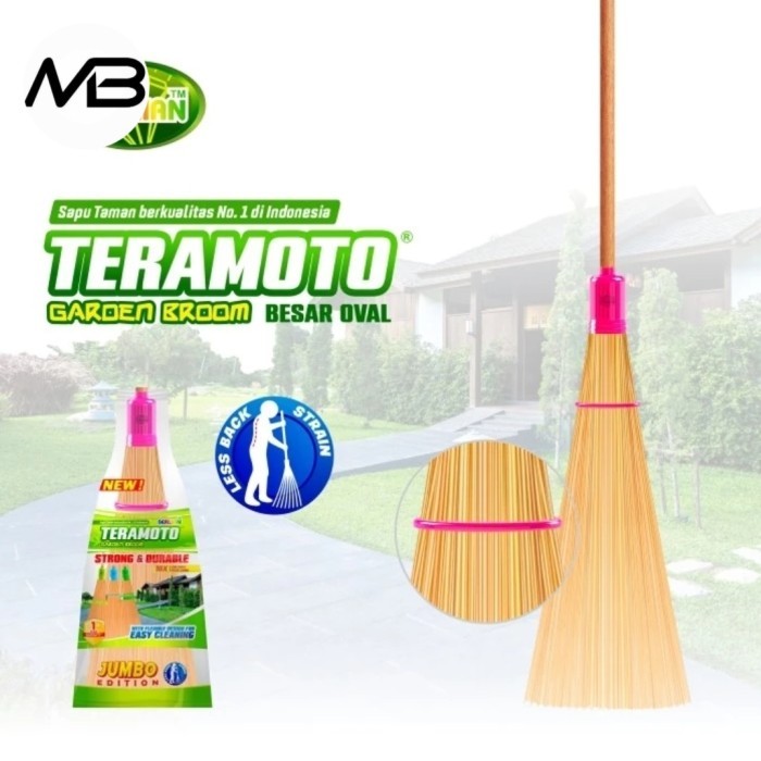 Jual Sapu Lidi Tangkai Kayu Sapu Taman TERAMOTO Oval Jumbo BERLIAN Sapu ...