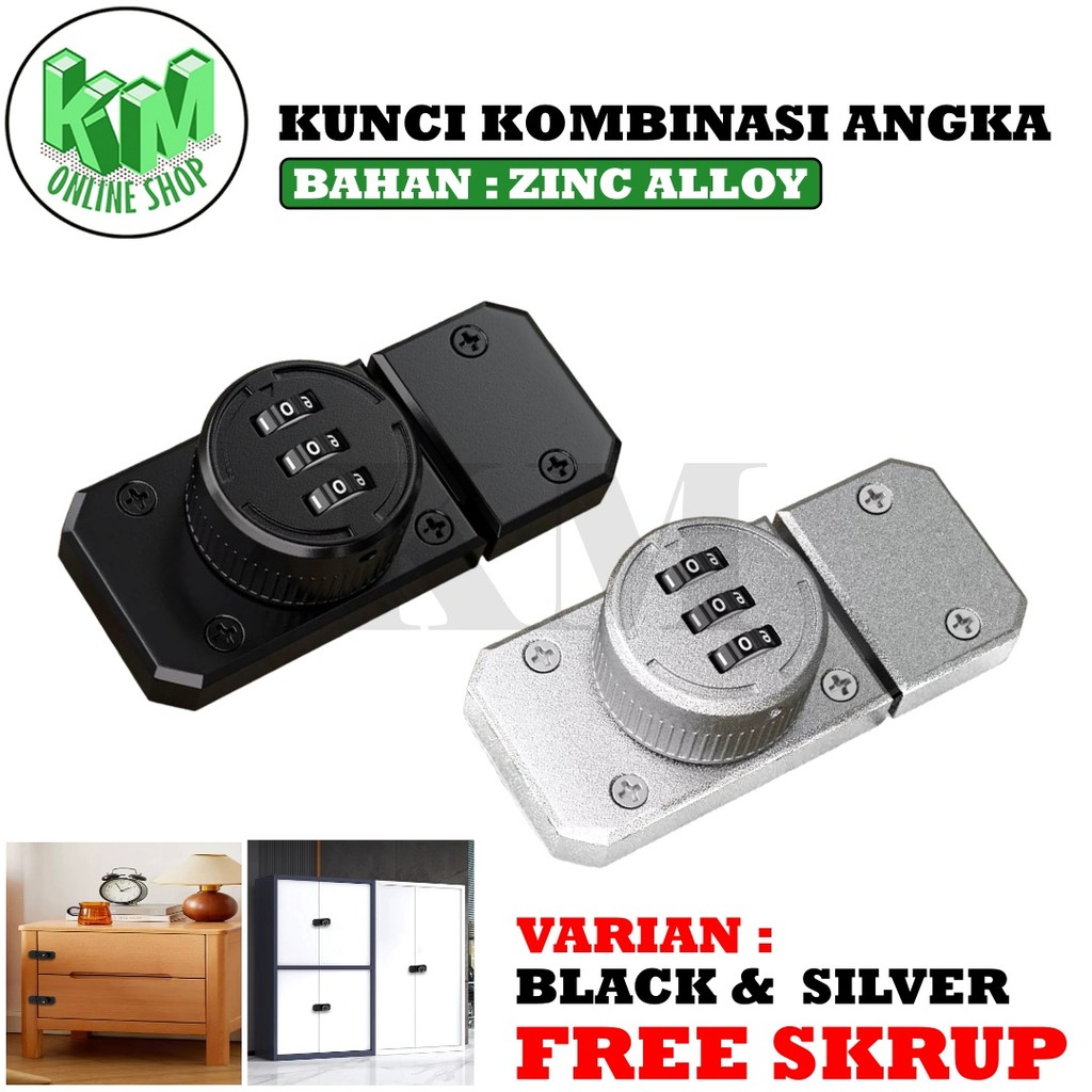 Jual Kunci Lemari Pintu Rumah 3 Digit Kunci Slot Pintu Geser Dengan ...