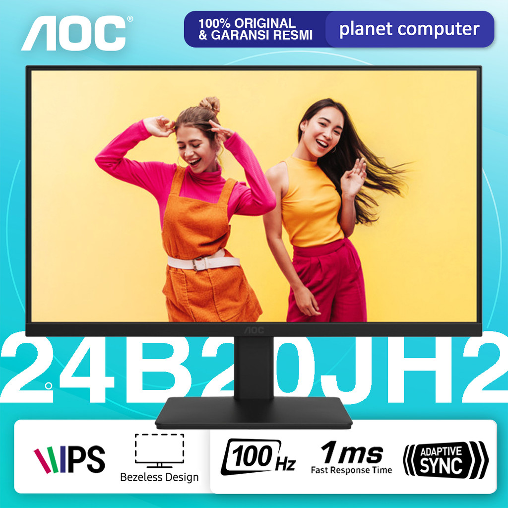 Jual Monitor LED AOC 24B20JH2 24" IPS 1080p FHD 100Hz 1ms Vesa Fameless ...