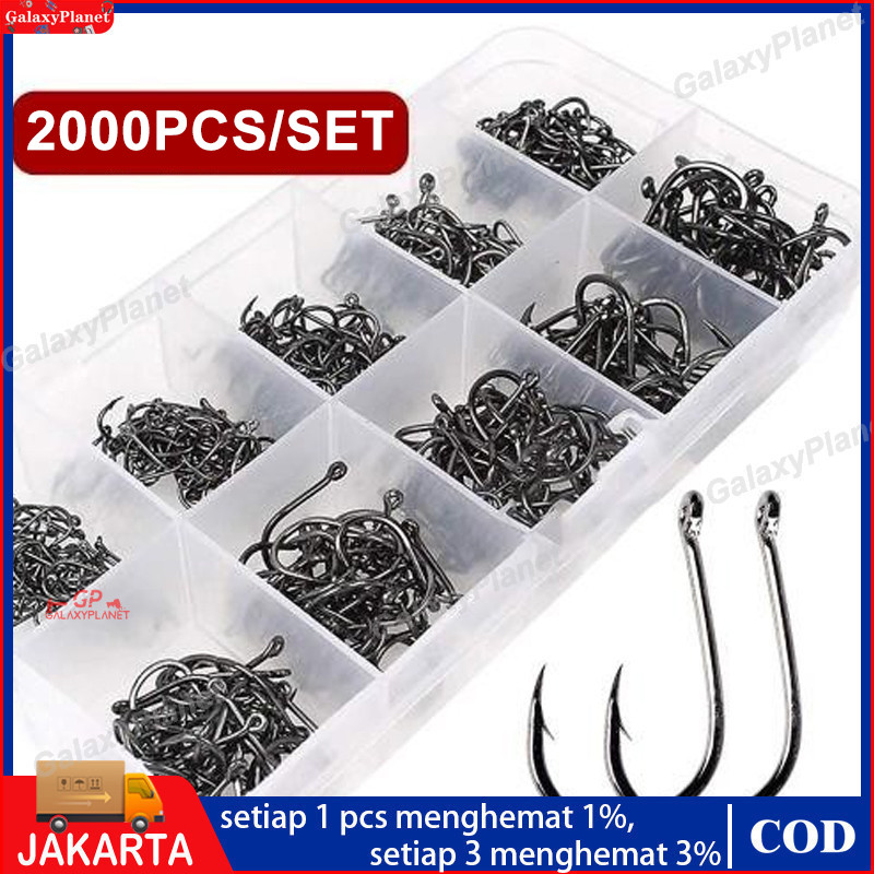Jual 1000 Pcs Kail Pancing Aneka Ukuran Bahan Baja Karbon Dengan Tali Pengait/500/600/1000pcs ...