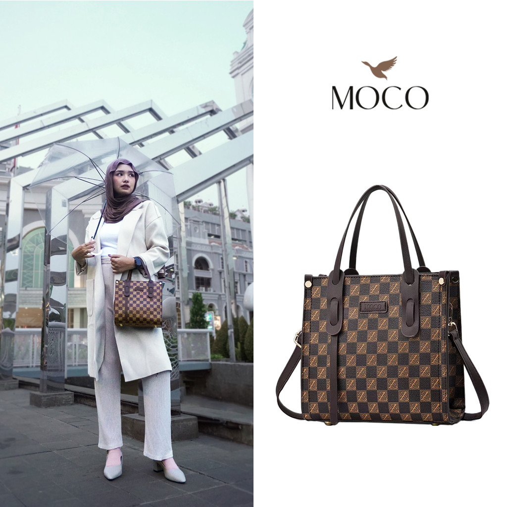 Jual MOCO Fashion Tas Tangan Elegan dengan Pola Kotak Mewah dan Praktis untuk Wanita Modern ...