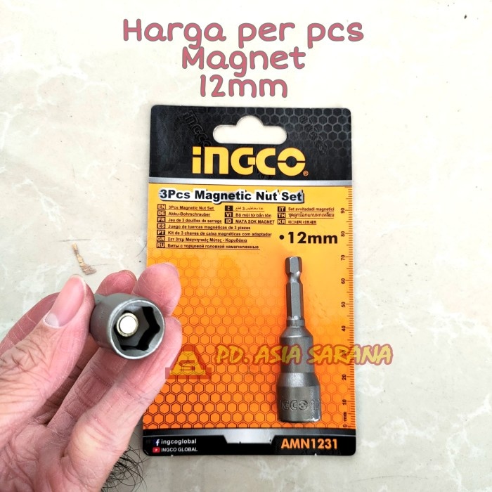 Jual Mata Sok Roofing 12mm Magnet Panjang INGCO Baut Baja Ringan ...