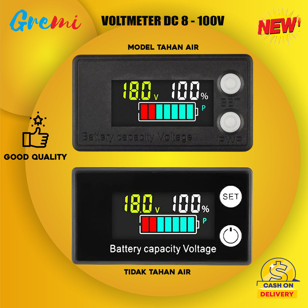 Jual Voltmeter DC 8-100V Supnova Battery Voltage Capacity Indikator Digital Baterai | Shopee ...