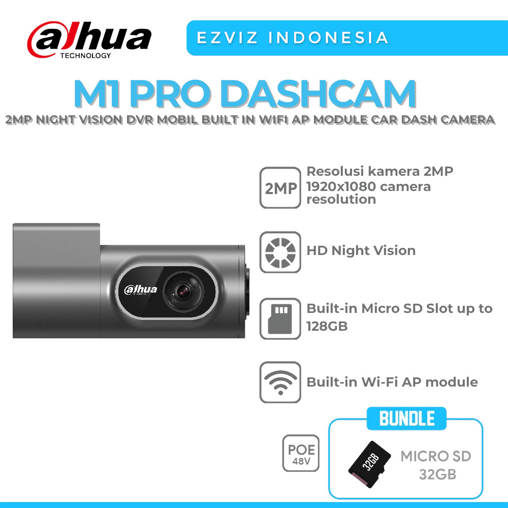 Jual DAHUA M1 PRO DASHCAM 2MP NIGHT VISION DVR MOBIL BUILT IN WIFI AP ...