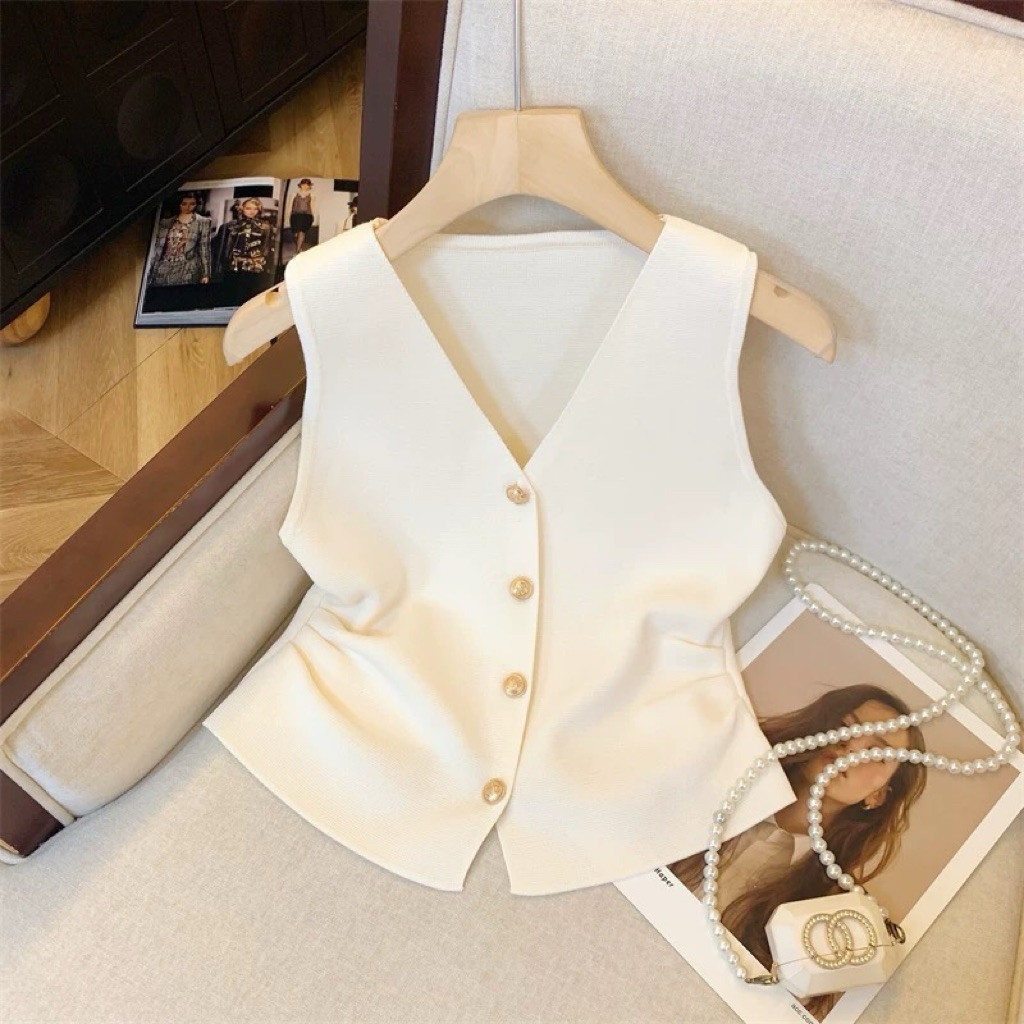 Jual WS- Atasan Vest Rompi Rajut Full Kancing Aktif Bahan Halus Lembut ...