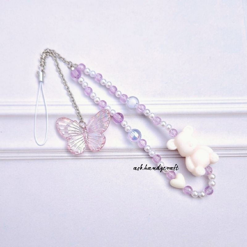 Jual GANTUNGAN HP BRACELET GELANG BERUANG PURPLE / LANYARD HP ESTETIK ...