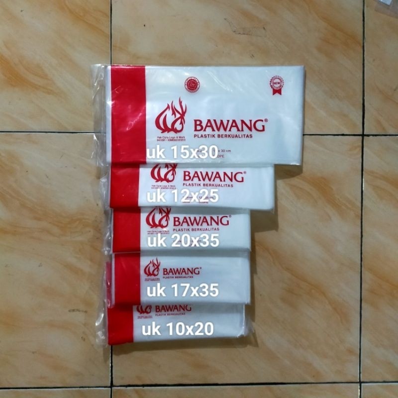 Jual plastik PE bawang uk 10x20-12x25-15x30-17x35-20x35 kantong plastik(1 pack isi 5 Bks ...