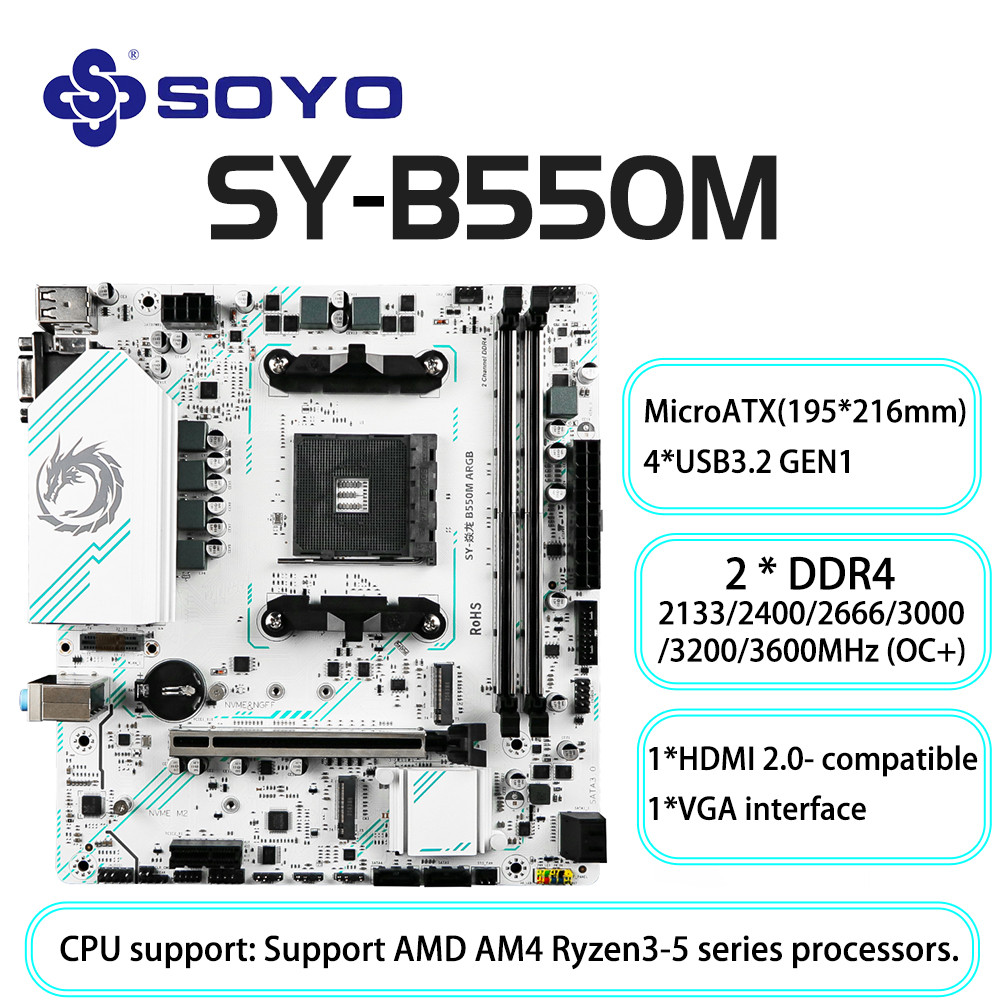 Jual SOYO AMD B550M Gaming Motherboard USB3.1 M.2 Nvme Sata3 DDR4 Dual ...