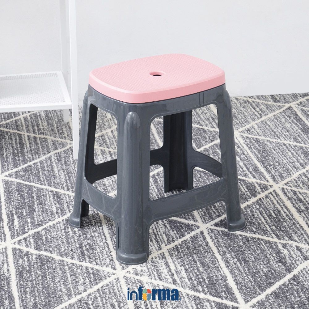 Jual Informa Palmer Bangku - Abu-Abu/Pink Multipurpose Stool Bangku ...