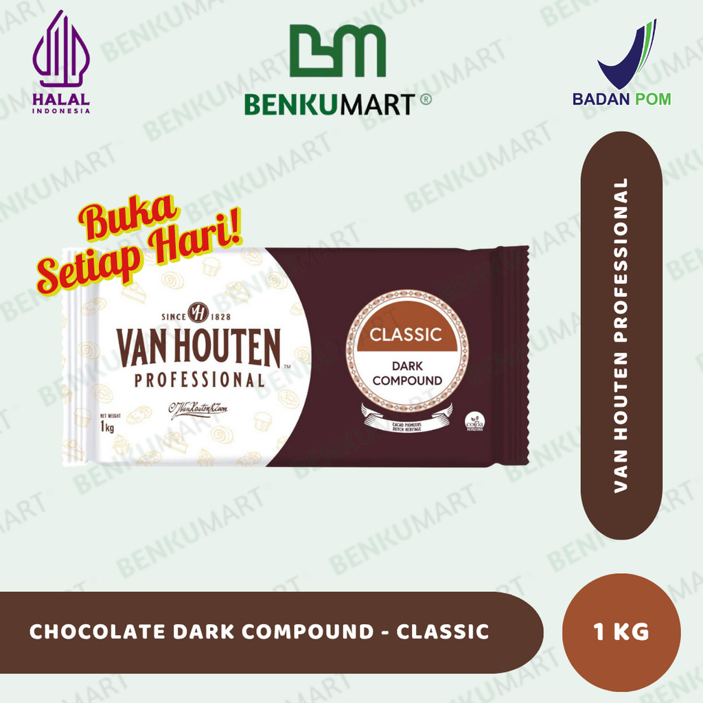 Jual Van Houten Dark Compound Classic Block (1 Kg) | Coklat Batang Van ...