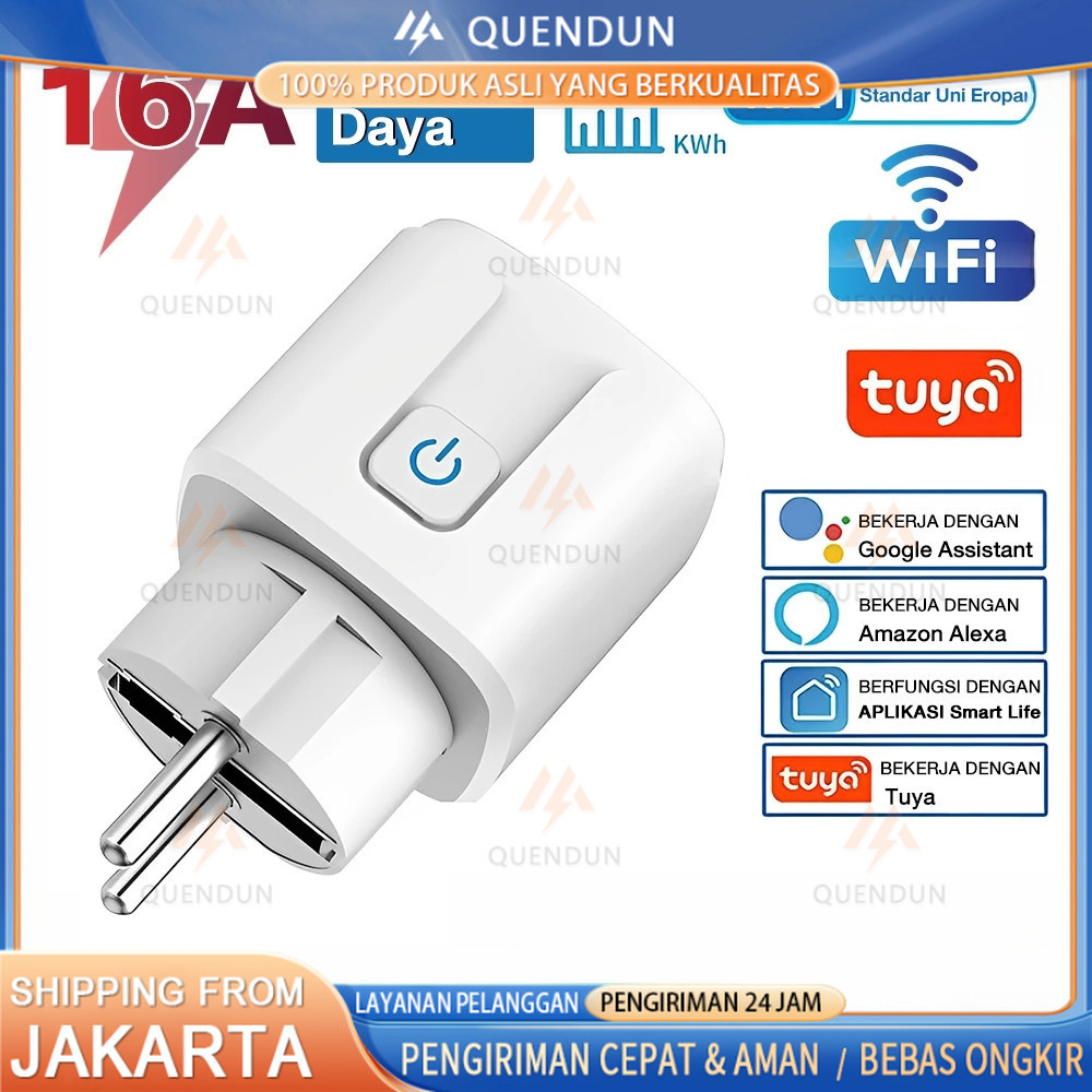 Jual Wireless WiFi Smart Plug Socket 16A/with Colokan Energy Monitoring ...