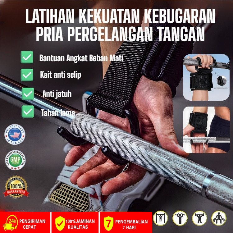 Jual Men's Grip Hook Trainer Power Band Bar Grip Hook Wrist support ...