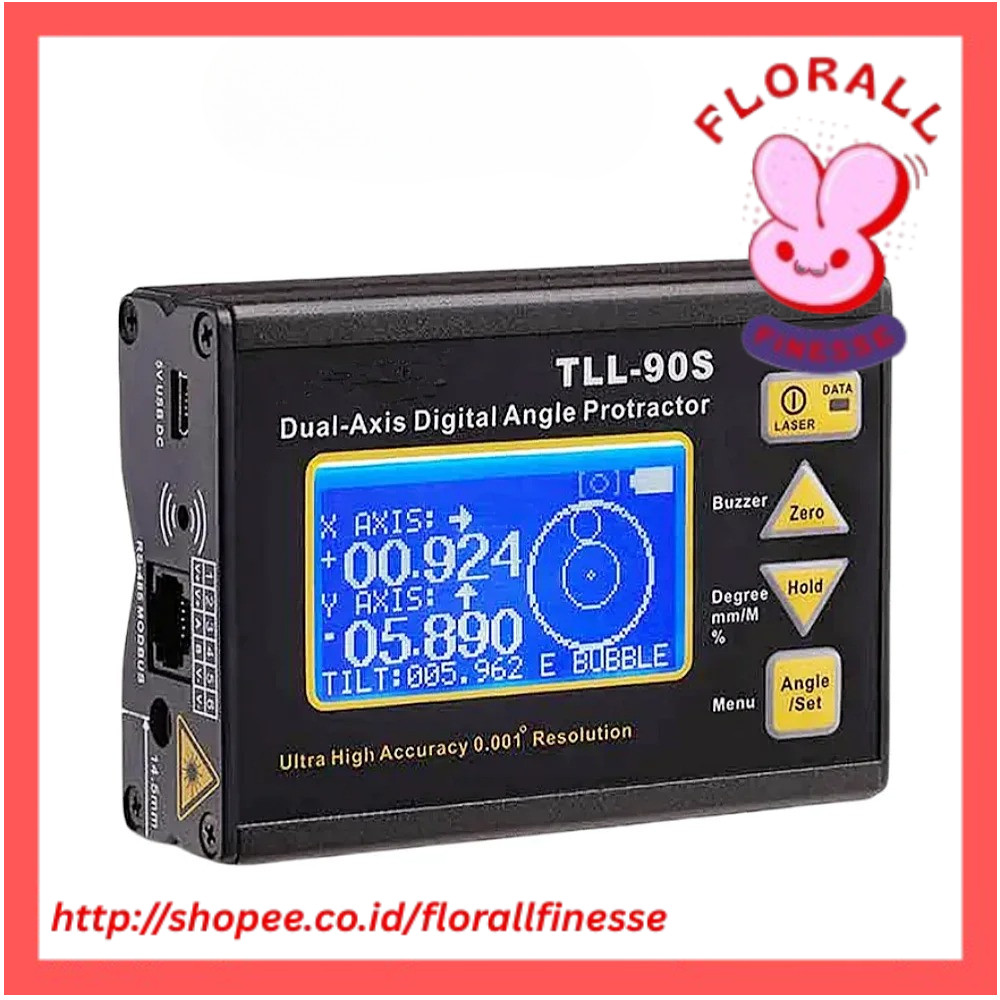 Jual TLL-90S High Precision Laser Angle Protractor 0.005° Dual-Axis ...