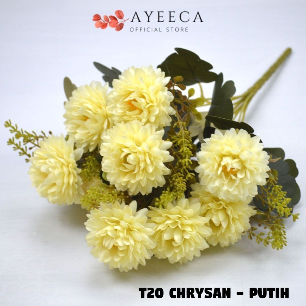 Jual AYEECA - Bouquet bunga T20 CHRYSAN Artifisial Dekorasi Tanaman ...