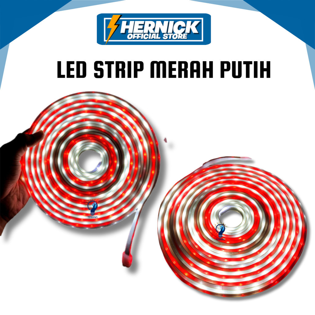 Jual Lampu LED Strip Outdoor Merah Putih 7Meter Termasuk Adaptor 220V ...