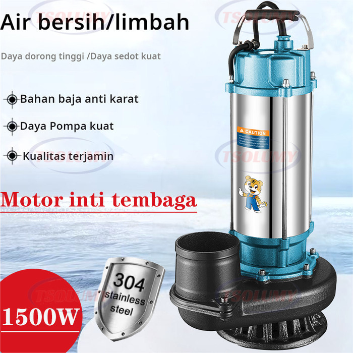 Jual Pompa Celup Air Kotor 1500W Stainless Submersible Pump 3inch TSOLUMY Pompa Kolam lkan ...