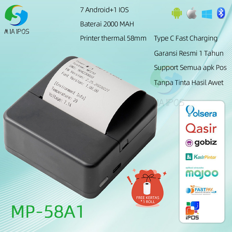 Jual Printer Kasir mini Thermal Bluetooth USB 58mm Dukungan Laci Uang POS Sistem Printer Resi ...
