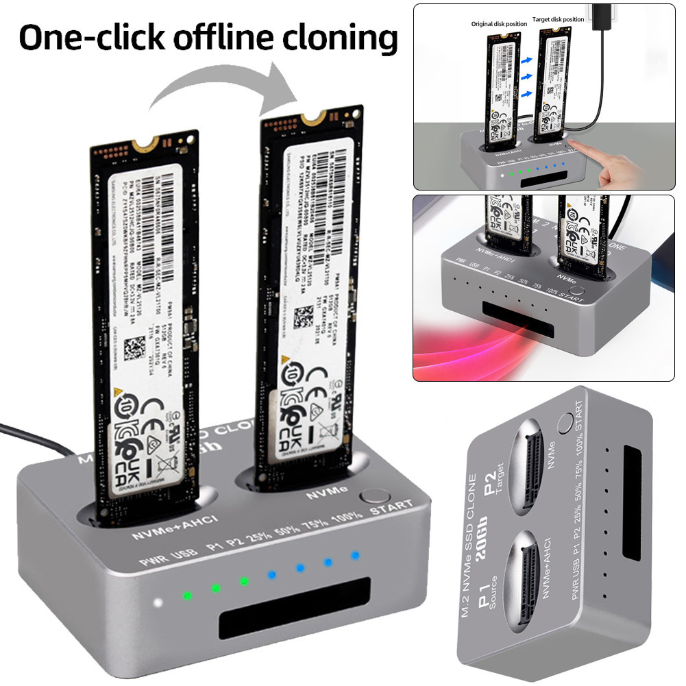 Jual Dual-Bay M.2 NVME Clone Docking Station Gen2X 20Gbps M.2 SSD ...
