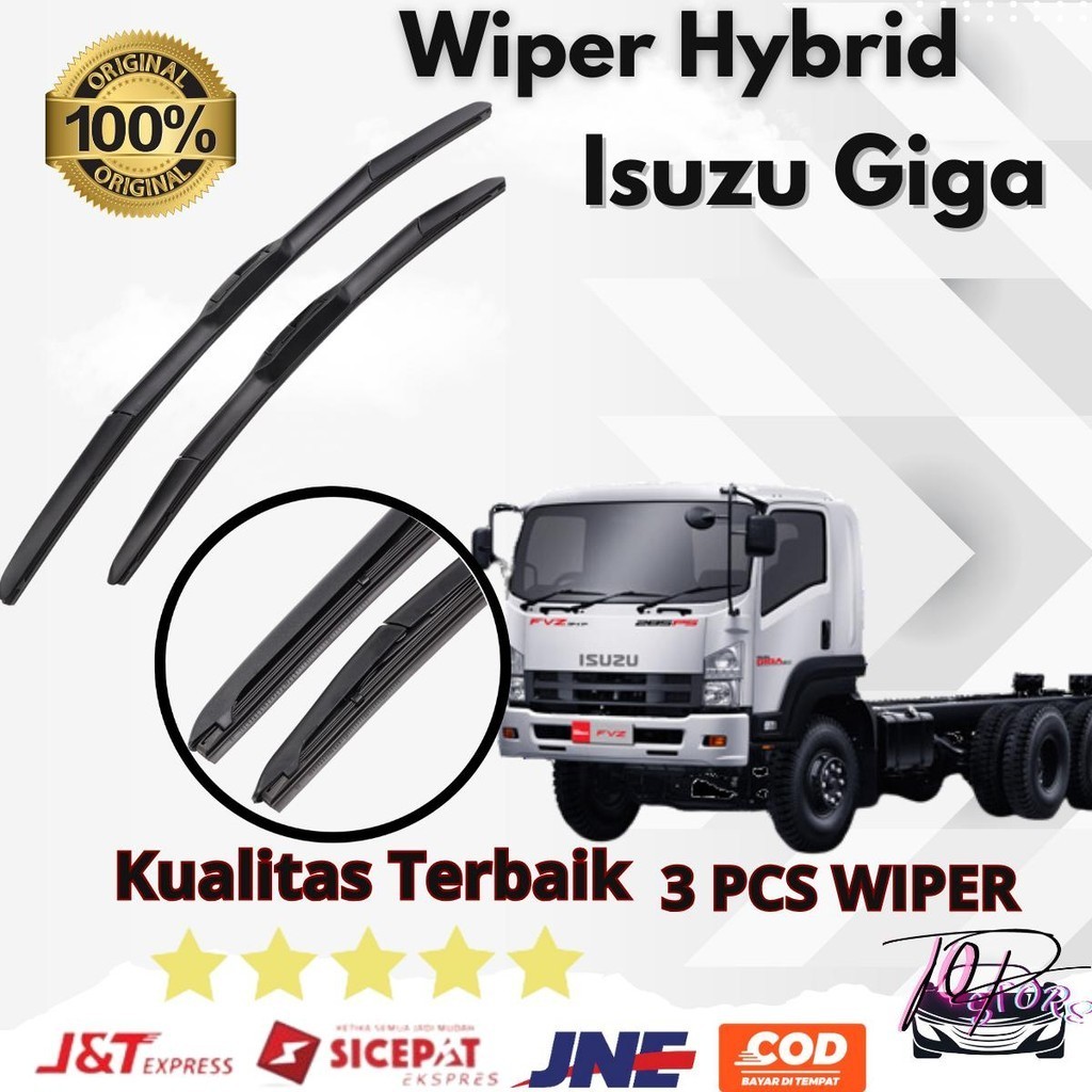 Jual Wiper Hybrid Mobil Isuzu Giga 1 Set (3 Buah) Tanpa Rangka Besi Blade Kaca | Shopee Indonesia