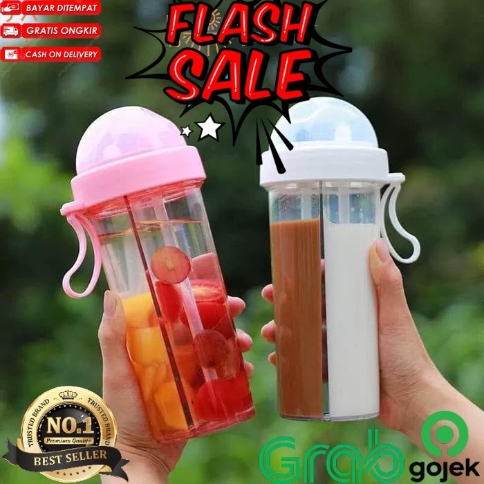 Jual 2IN1 BOTOL MINUM 600ML / BOTTLE TRAVEL BOTOL JUS KOPI SUSU ...