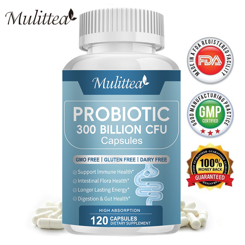Jual Mulittea Probiotics Capsules 300 Billion CFUs Supplement With ...
