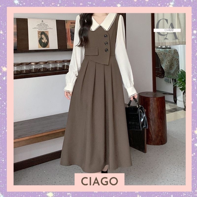 Jual Ciago Fashion dress pesta kondangan lengan panjang wanita korean ...