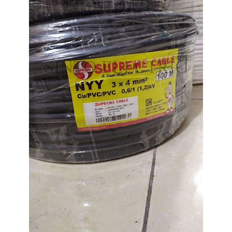 Jual Supreme Kabel NYY 3 x 4 mm Kabel Kawat Hitam Meteran | Shopee ...