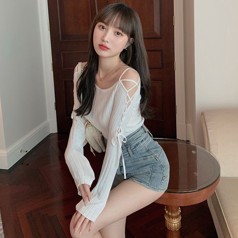 Jual [ COD ]JelitaCeria Kemeja bottoming ramping off-shoulder untuk ...