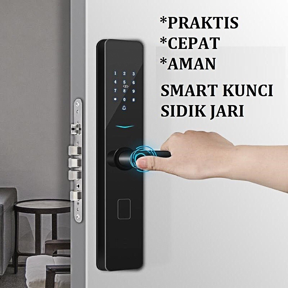 Jual KUNCI PINTU digital Smart Fingerprint Doorlock Card Digital Code Security Electronic Lock ...