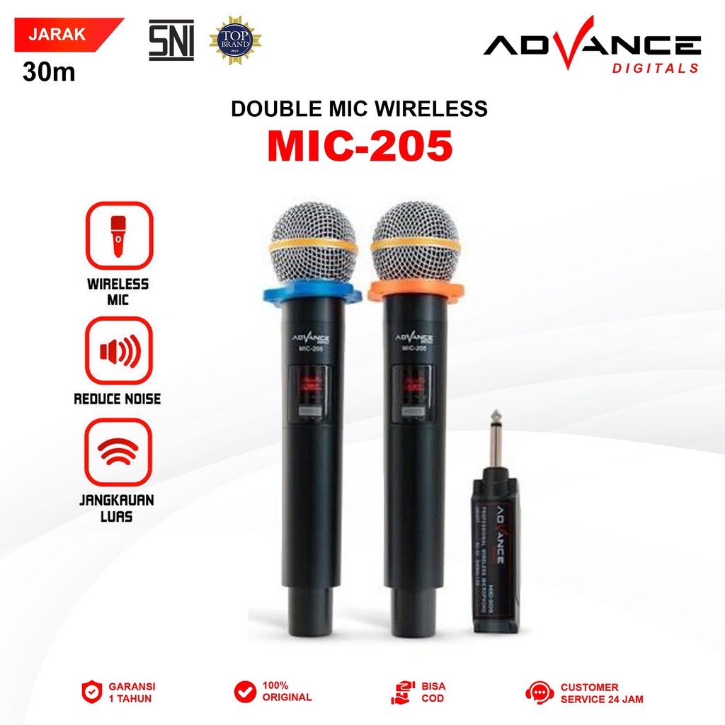 Jual Advance MIC-205 Double Mic Wireless Recharger Bisa digunakan untuk Souncard/Speaker Garansi ...