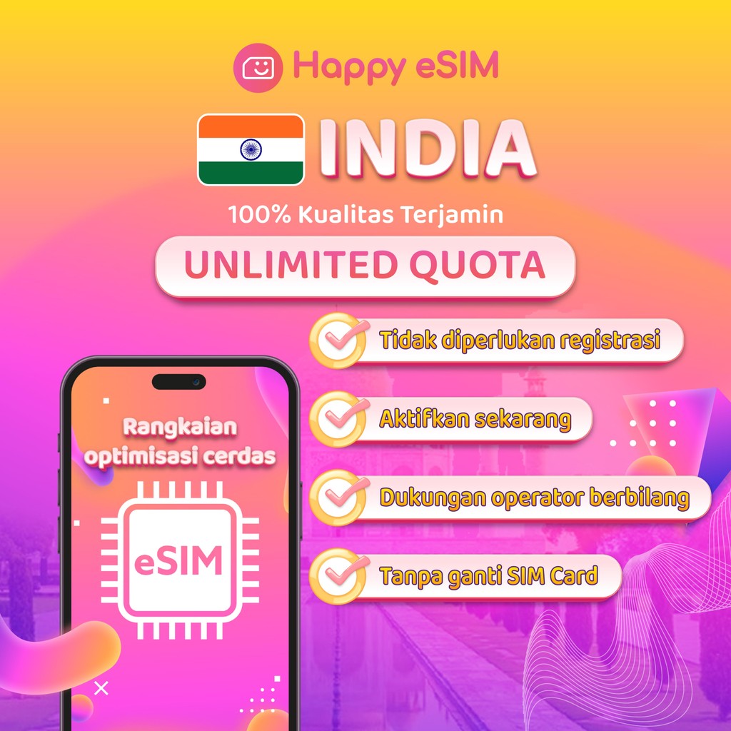 Jual Happyesim eSIM India Unlimited Internet Data| Travel eSIM | Shopee ...