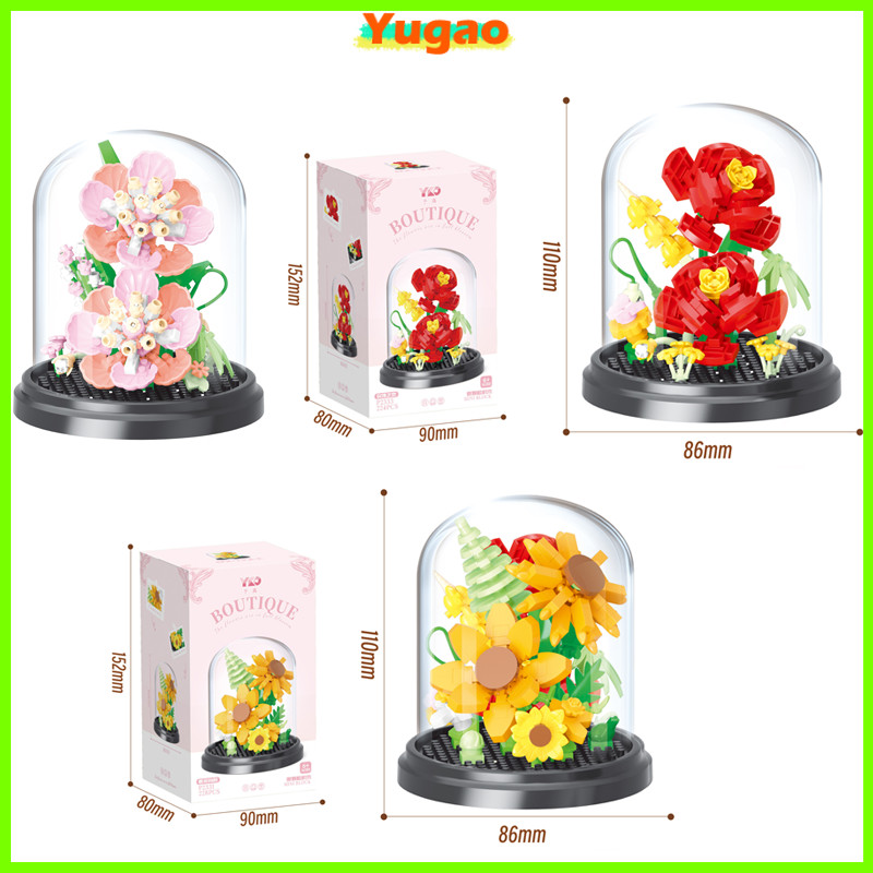 Jual Yugao Mainan Bunga Matahari Balok Susun Mawar Puzzle Nano Block ...