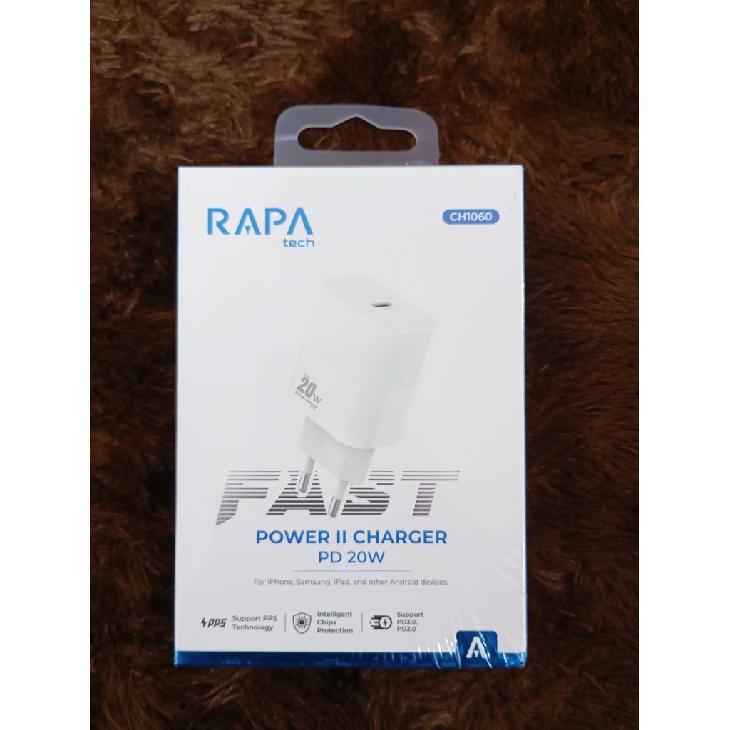 Jual RAPA Adaptor Charger CH1060 Power II Type C PD 20W Support Fast Charging | Shopee Indonesia