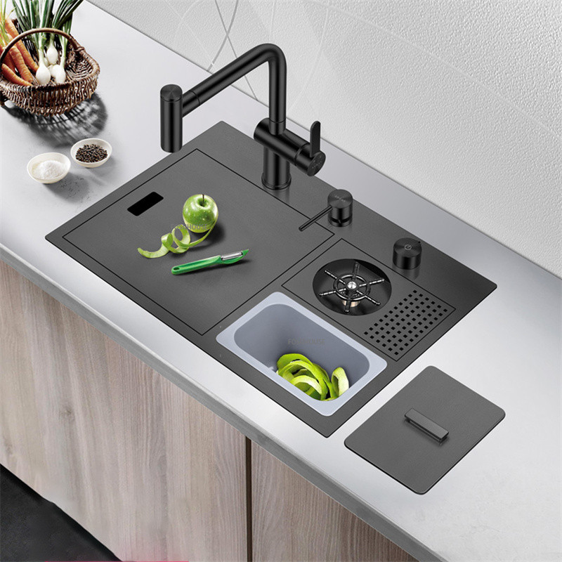 Jual Nano Black Hidden Sink High Pressure Cup Rinser with Trash Can ...
