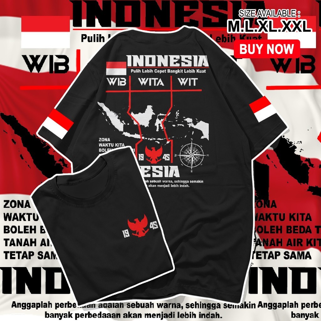 Jual DrjCloth - Kaos HUT RI Kemerdekaan Indonesia Zona Waktu Beda Tanah Air Sama Baju Seragam ...