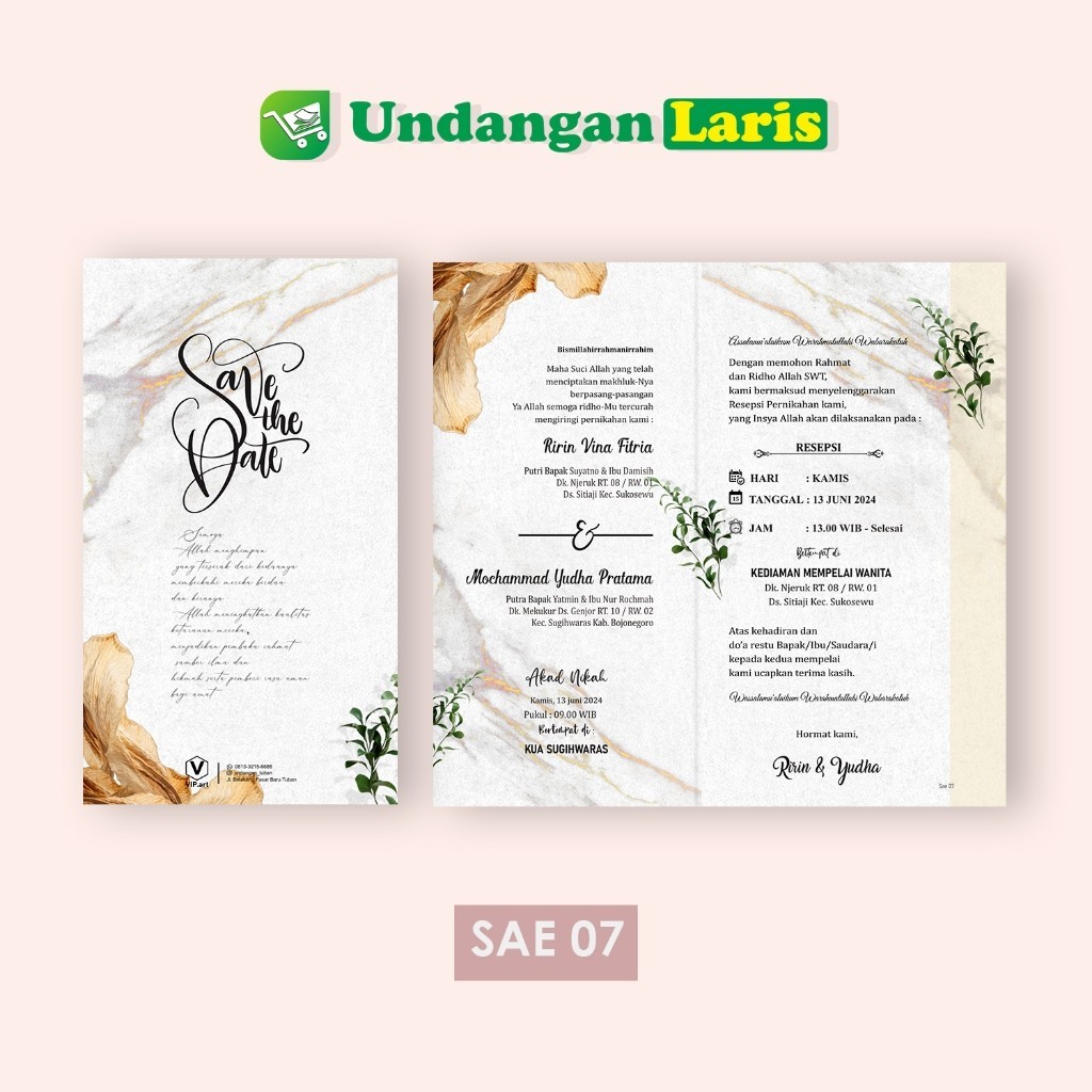 Jual CETAK UNDANGAN PERNIKAHAN RUSTIK ESTETIK UNIK SIMPEL MURAH ...