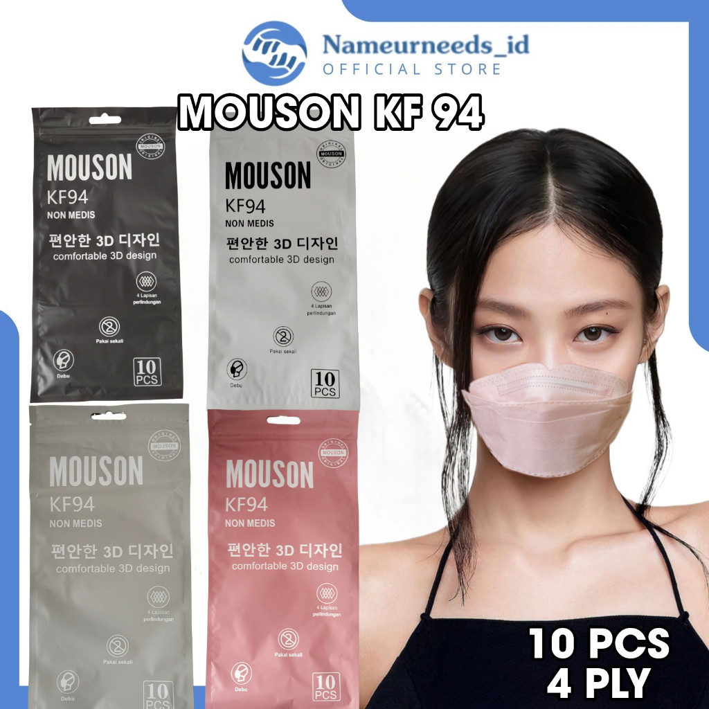 Jual Masker KF94 PREMIUM Mouson Warna warni 4ply isi 10 pc Disposable ...